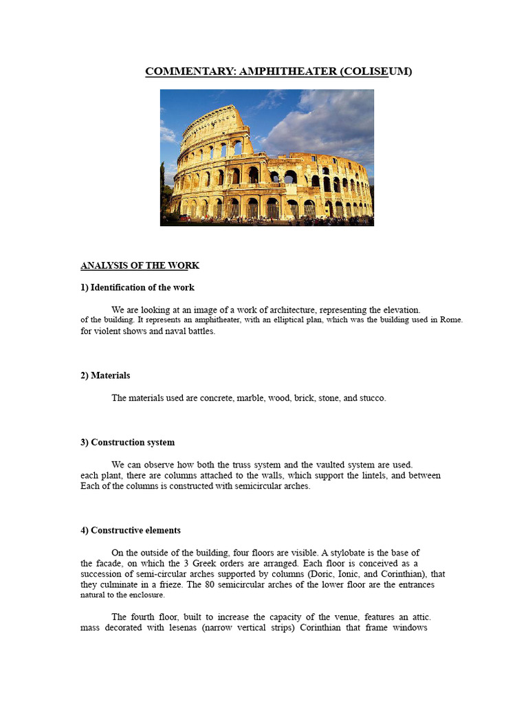 Roman Colosseum Architecture Analysis | PDF | Column | Architectural Design