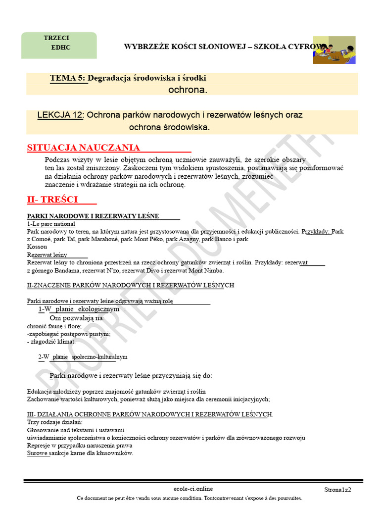 Edycja EDHC C5 L12 Ochrona Parków Narodowych | PDF