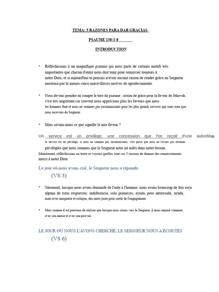 5 Raisons de Remercier Dieu | PDF