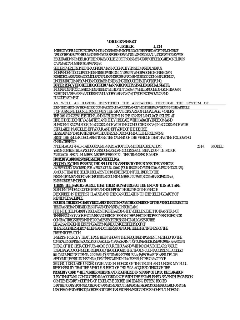 Vehicle Transfer Certificate. | PDF | Civil Law (Common Law) | Justice