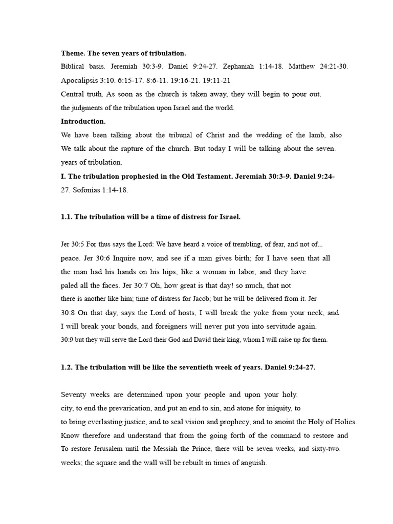The Seven Years of Tribulation | PDF | Great Tribulation | Jesus