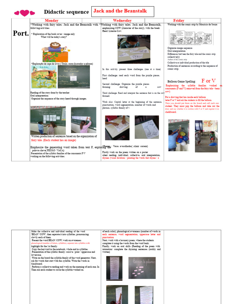 Didactic sequence João and the beanstalk (2).docx | PDF | Syllable | Word