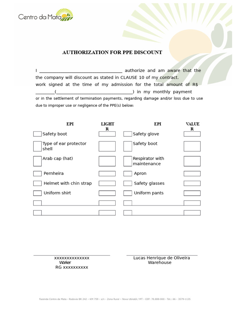 Authorization For EPI Discount | PDF