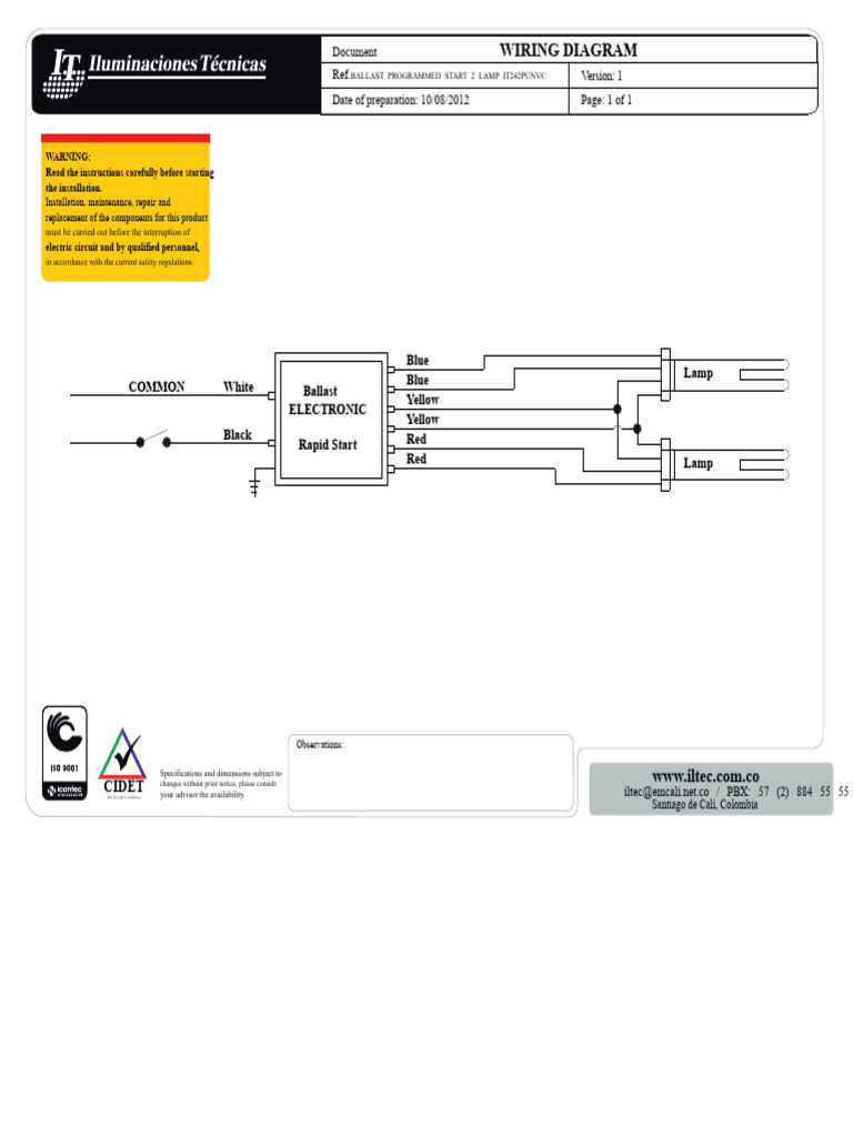 Electronic Ballast Connection Diagram 242punv | PDF | Electronics ...