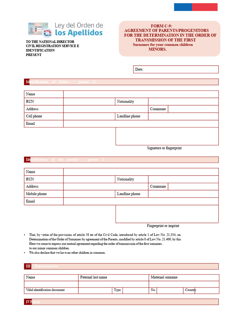 Form C9 Manifestation of The Parents' Agreement | PDF | Birth ...