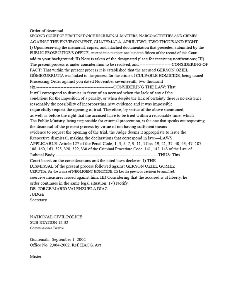Order of Dismissal | PDF | Bail | Crimes