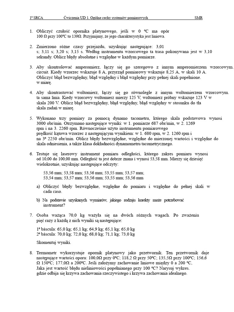 Temat 1 Ćwiczenia SMR | PDF