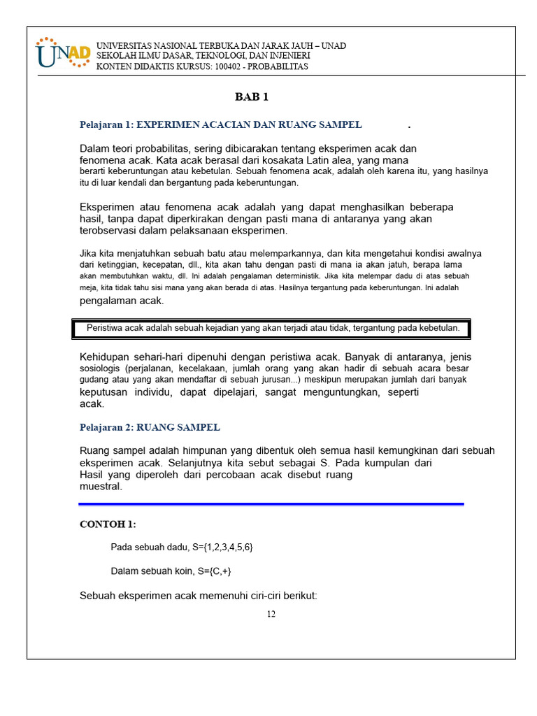 Probabilitas - Ruang Sampel Dan Kejadian | PDF