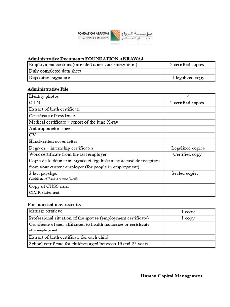 List of Administrative Documents Foundation Arrawaj | PDF