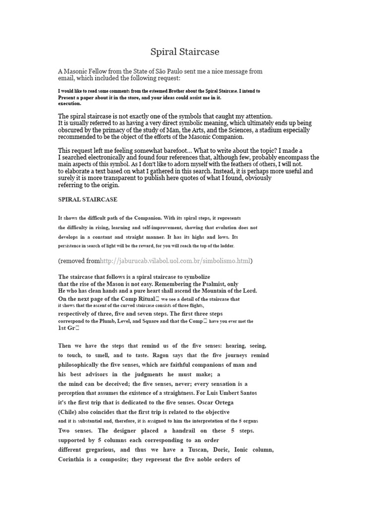 Spiral Staircase | PDF | Column | Freemasonry