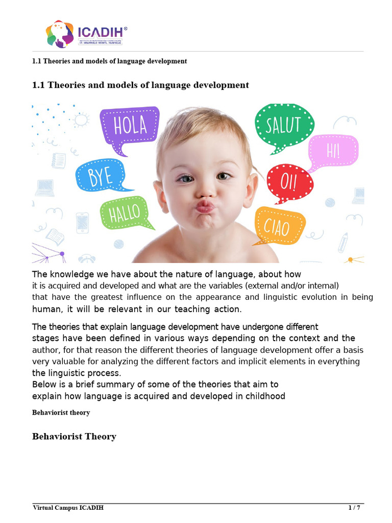 1.1 Theories and Models of Language Development | PDF | Language Development | Language Acquisition