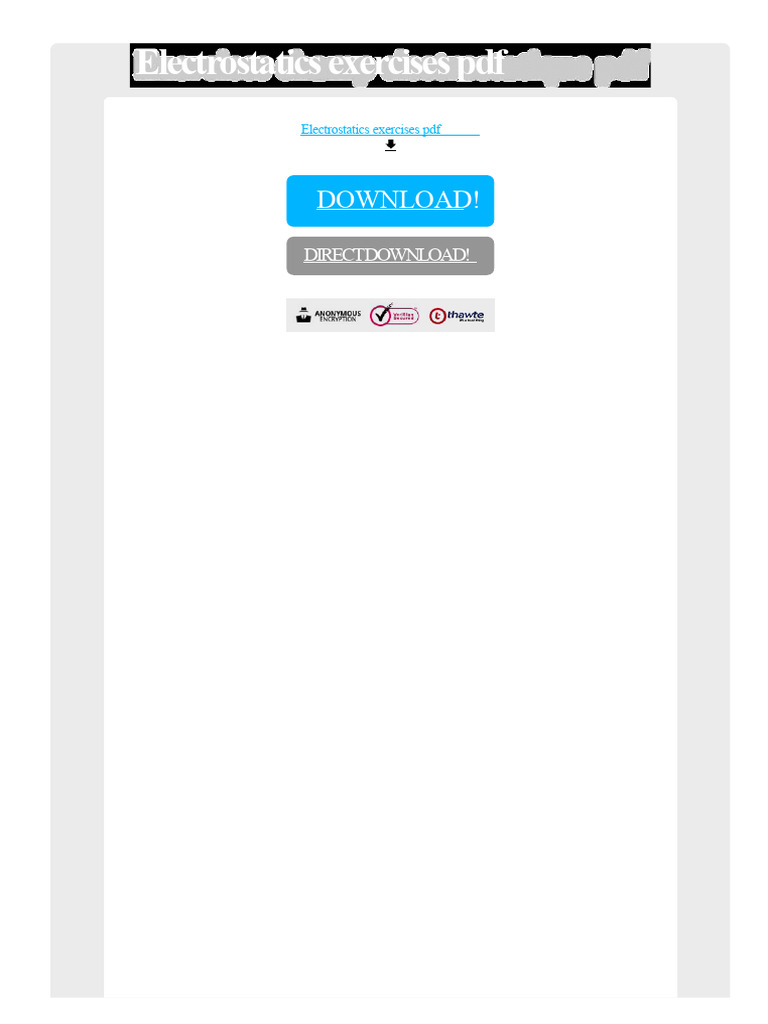 Electrostatic Field Exercises PDF | PDF | Electric Field | Physics