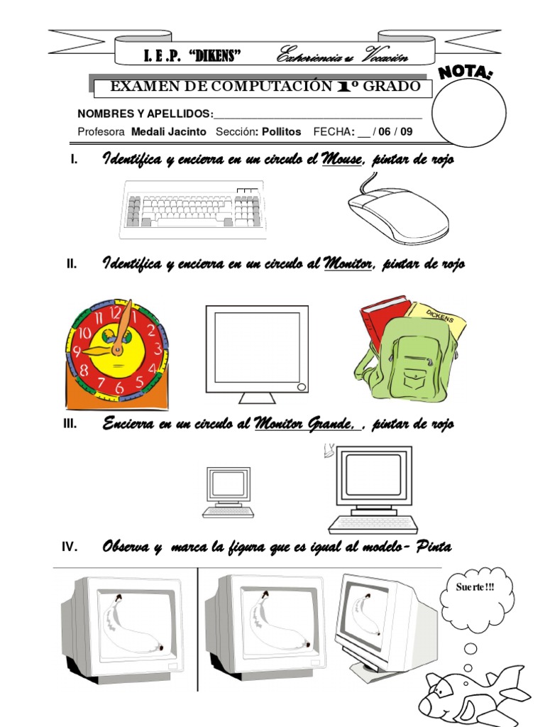 Examen de Computación 1º Grado | PDF