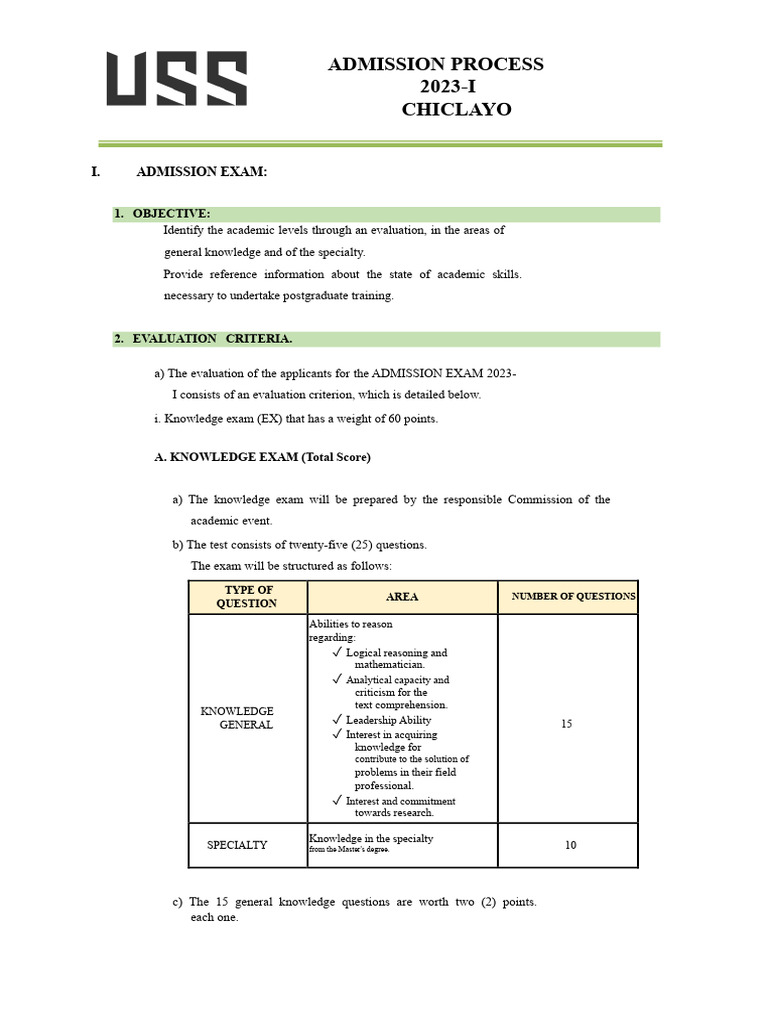 Admission Process for Master's Programs 2023-I | PDF | University And ...