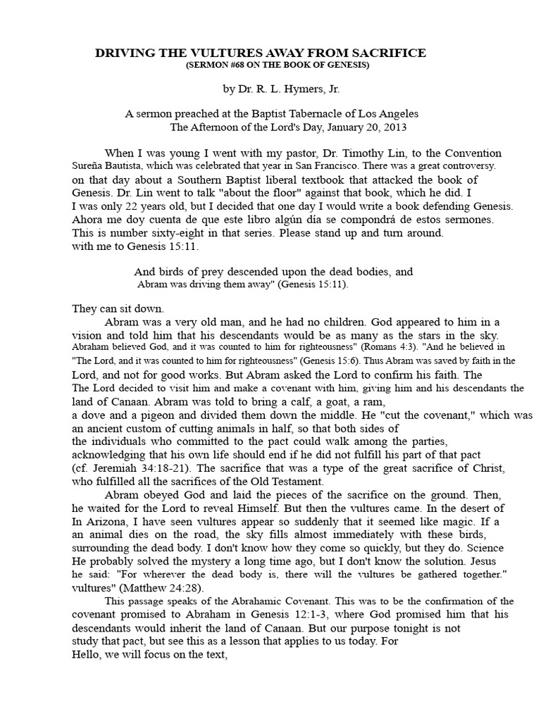 Driving the Vultures Away from the Sacrifice | PDF | Jesus | Abraham
