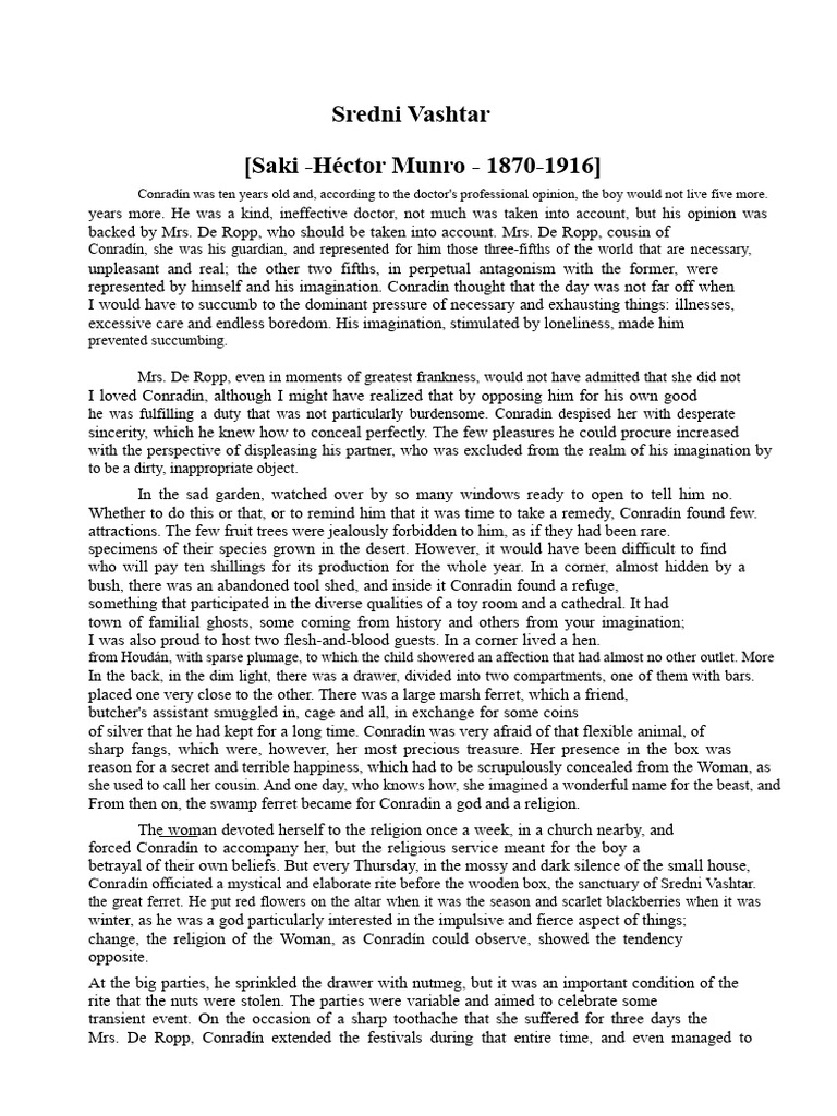 Sredni Vashtar - Saki | PDF