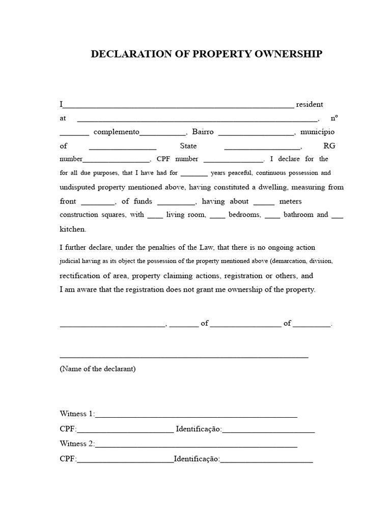 Declaration of Property Possession | PDF