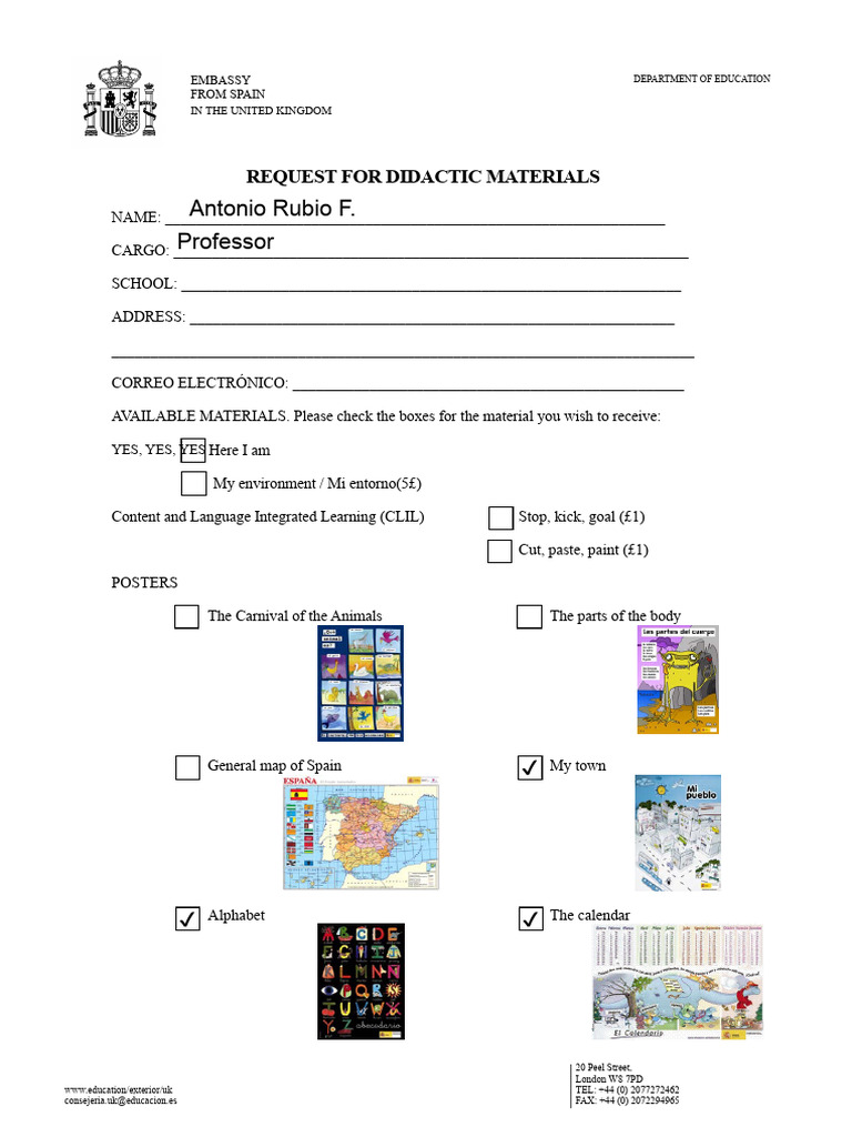 Didactic Materials Request Form | PDF