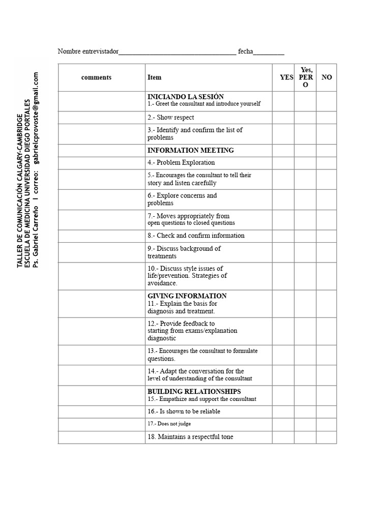 Calgary Cambridge Checklist | PDF