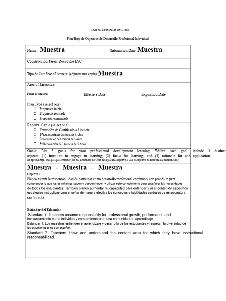 Plan de Desarrollo Profesional ESD Ross-Pike | PDF | Aprendizaje ...