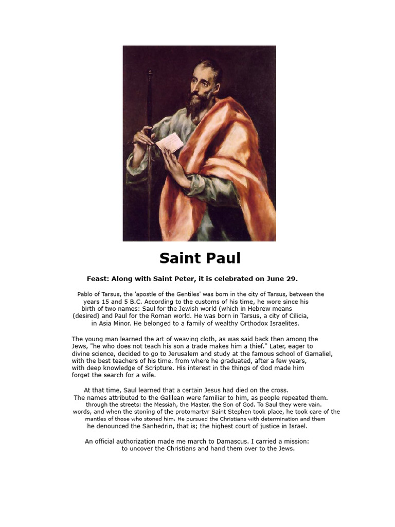 Life and Legacy of Saint Paul | PDF | Paul The Apostle | Abrahamic ...