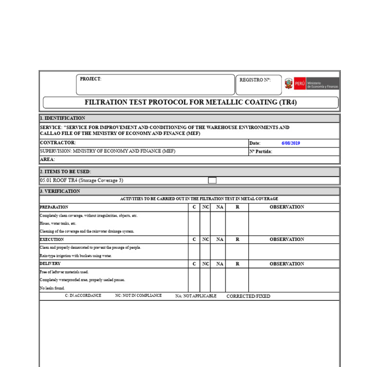 Filtration Test Protocol for Metal Coating | PDF