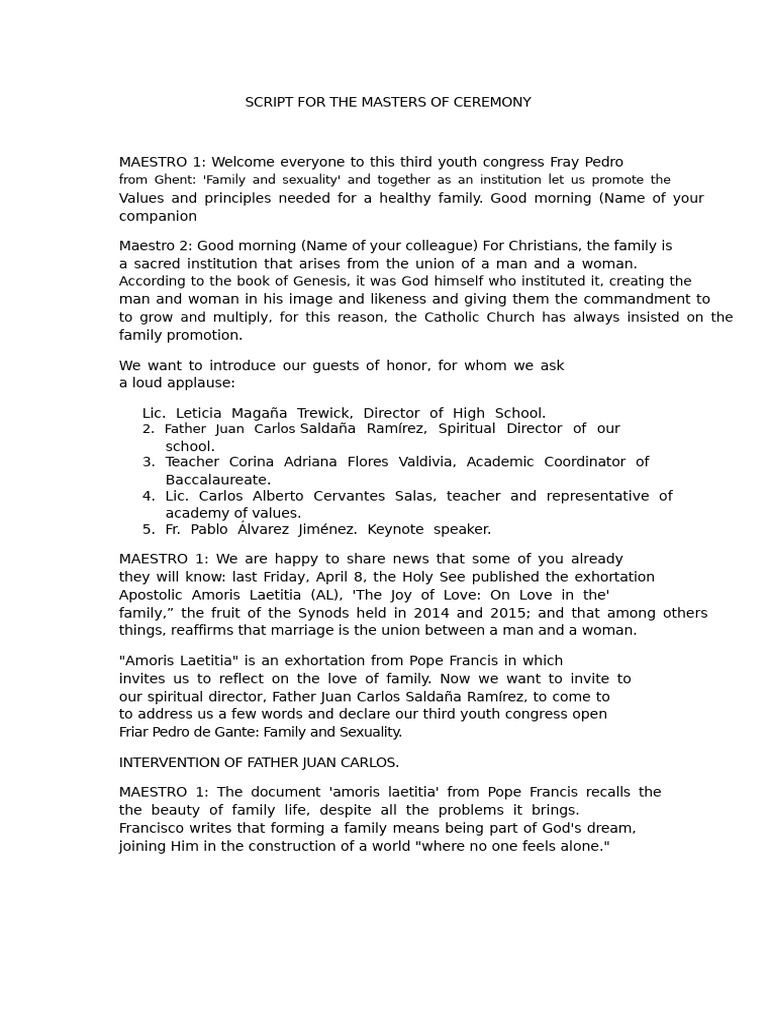 Script For The Masters of Ceremony | PDF | Dances