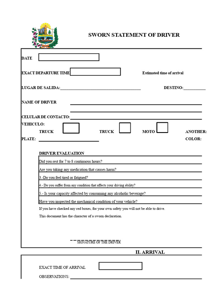 Sworn Declaration Driver | PDF