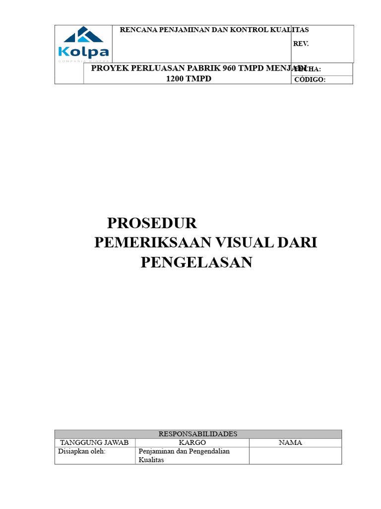 Prosedur Inspeksi Visual Las Welding | PDF