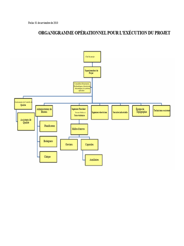 Organigramme du Projet : Structure et Rôles | PDF