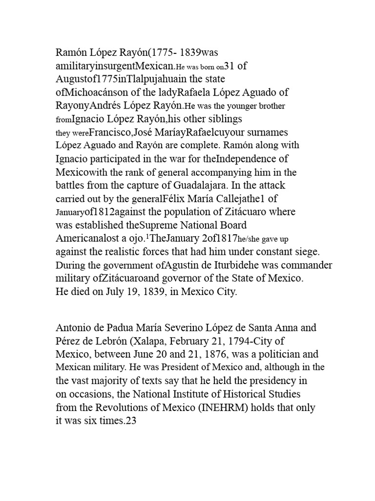 Ramón López Rayón: Mexican Insurgent General | PDF | Mexico | Military ...