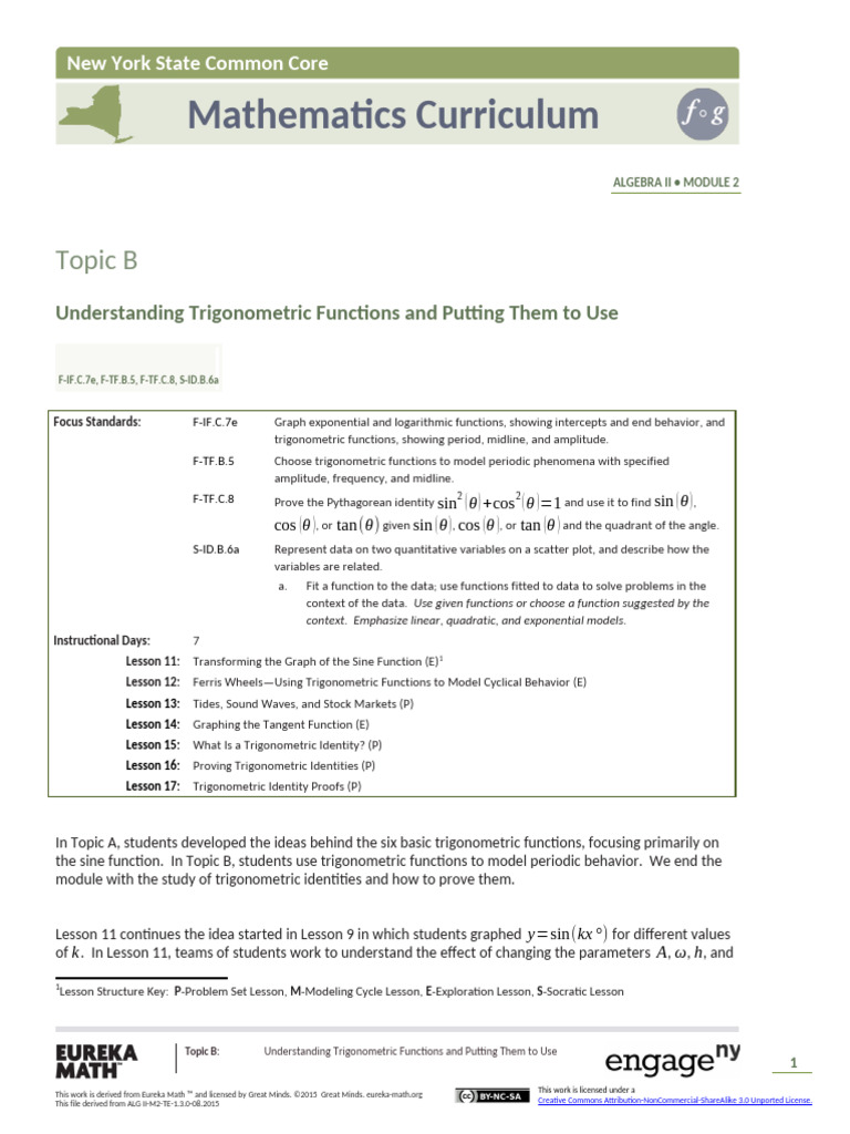 Algebra II m2 Topic b Overview | PDF | Trigonometric Functions ...