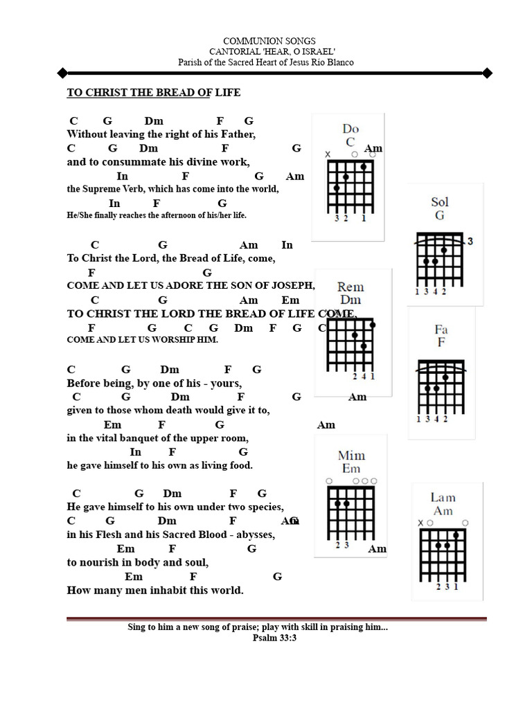 Communion Songs With Chords 2017 | PDF | Eucharist | Religious Belief ...