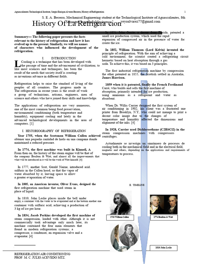 History of Refrigeration Evolution | PDF | Refrigeration | Thermodynamics