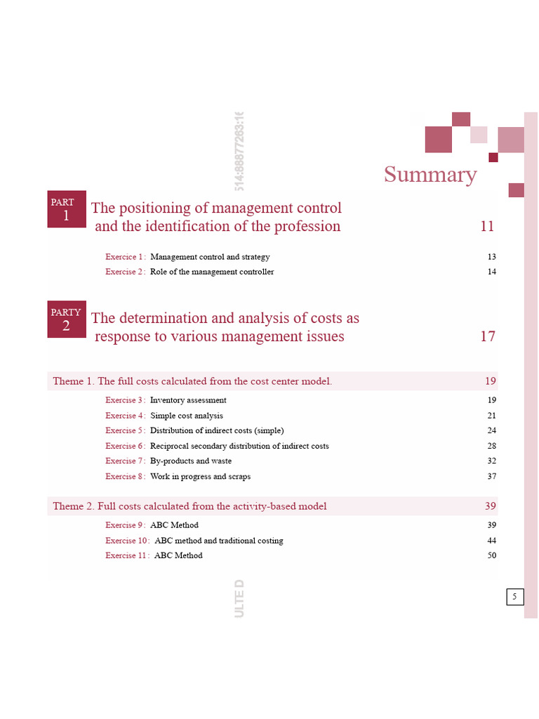 The Squares DCG Management Control Corrected Exercise TABLE | PDF ...