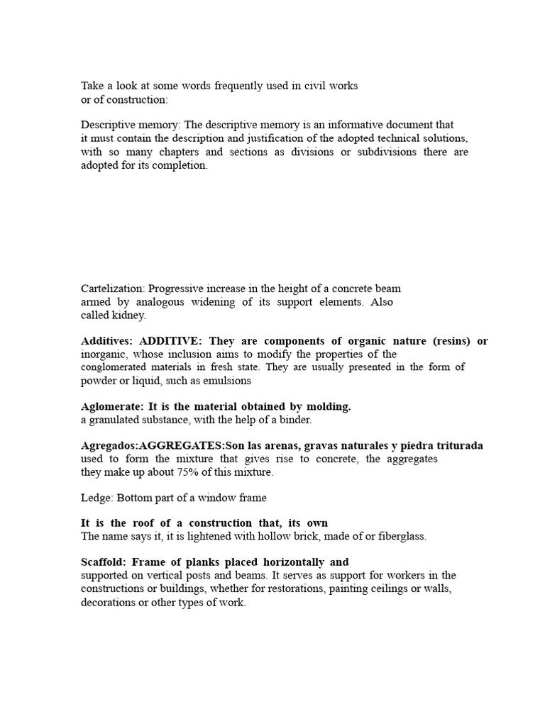 Most Used Words in Construction | PDF | Concrete | Wall