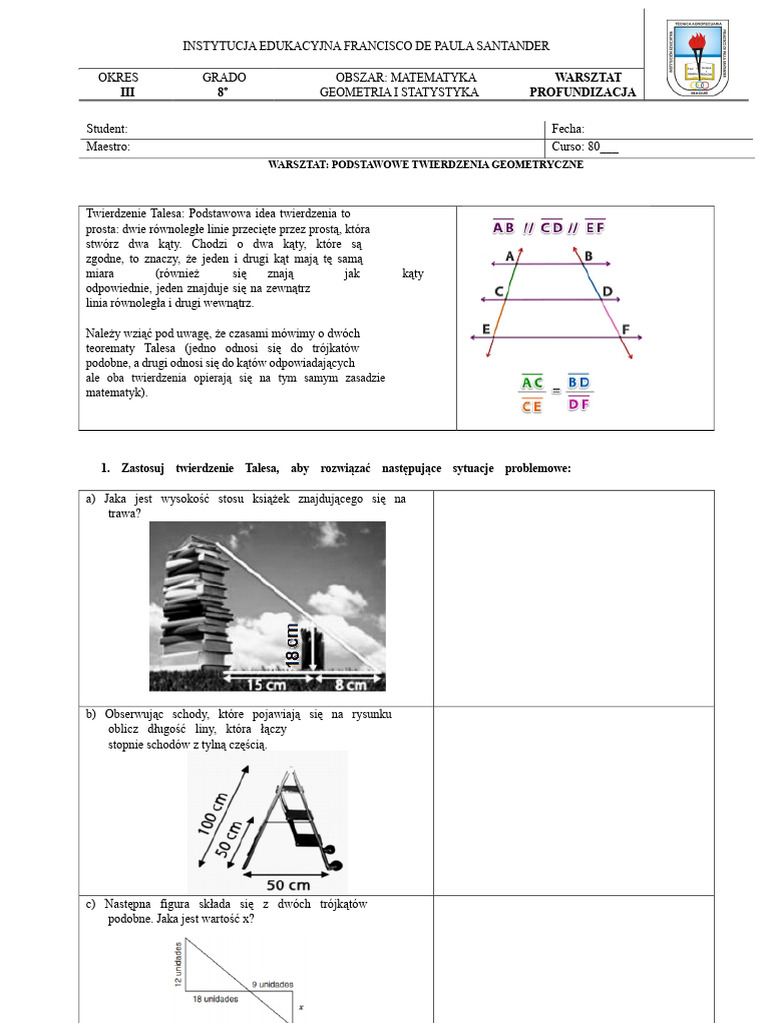 Przewodnik Teoremu Talesa | PDF