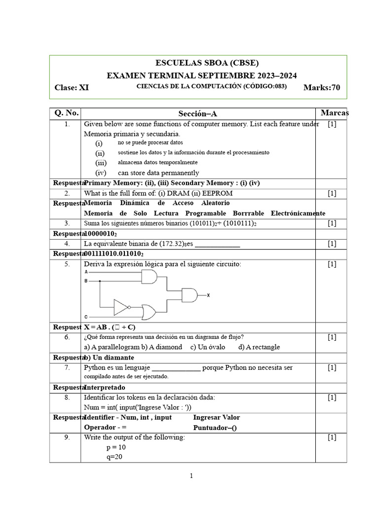 Clase 11 - Examen Final de La Terminal I - Clave de Respuestas | PDF | Python (lenguaje de ...