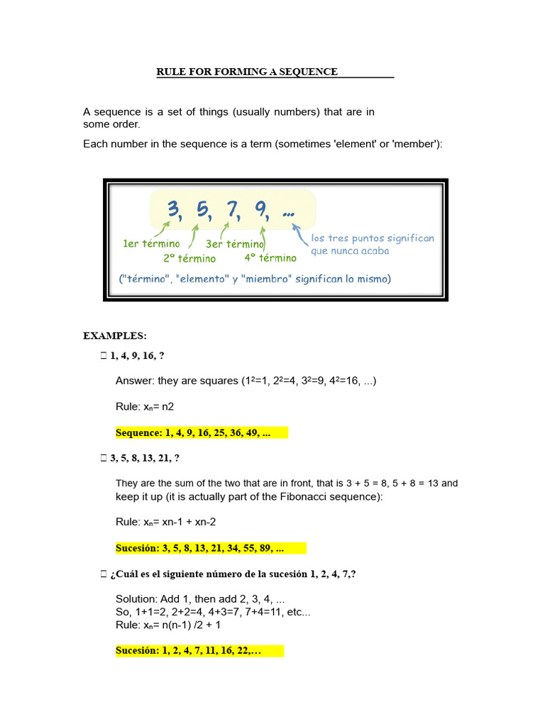 Rules for Forming Number Sequences | PDF | Arithmetic | Numbers