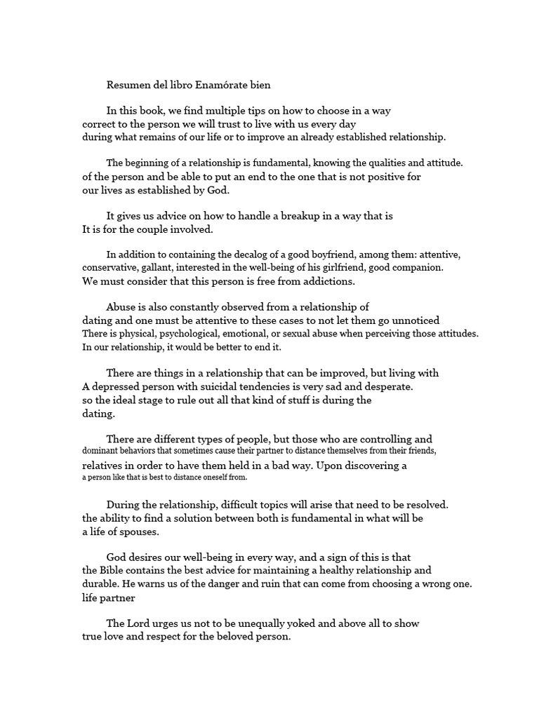 Summary of the book "Fall in Love the Right Way" | PDF | Love ...