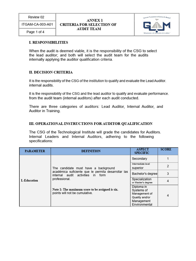Example Auditor Selection Format | PDF | Audit | Internal Audit