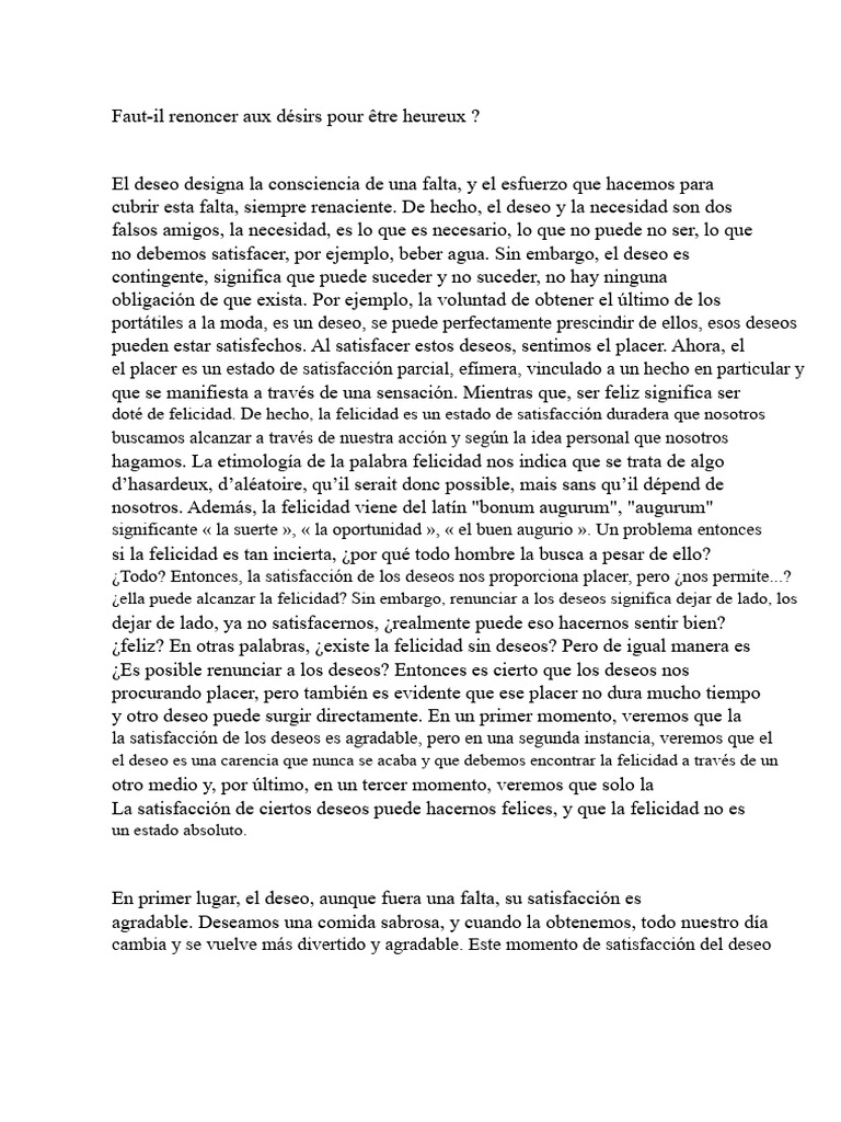 ¿Es Necesario Renunciar A Los Deseos para Ser Feliz? | PDF | Felicidad ...