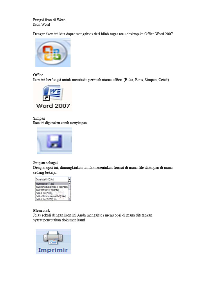 Fungsi Ikon Utama di Office Word | PDF