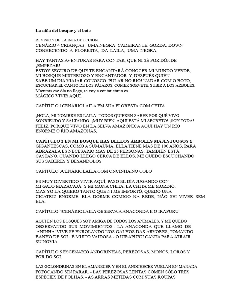 La Niña Del Bosque y El Boto | PDF