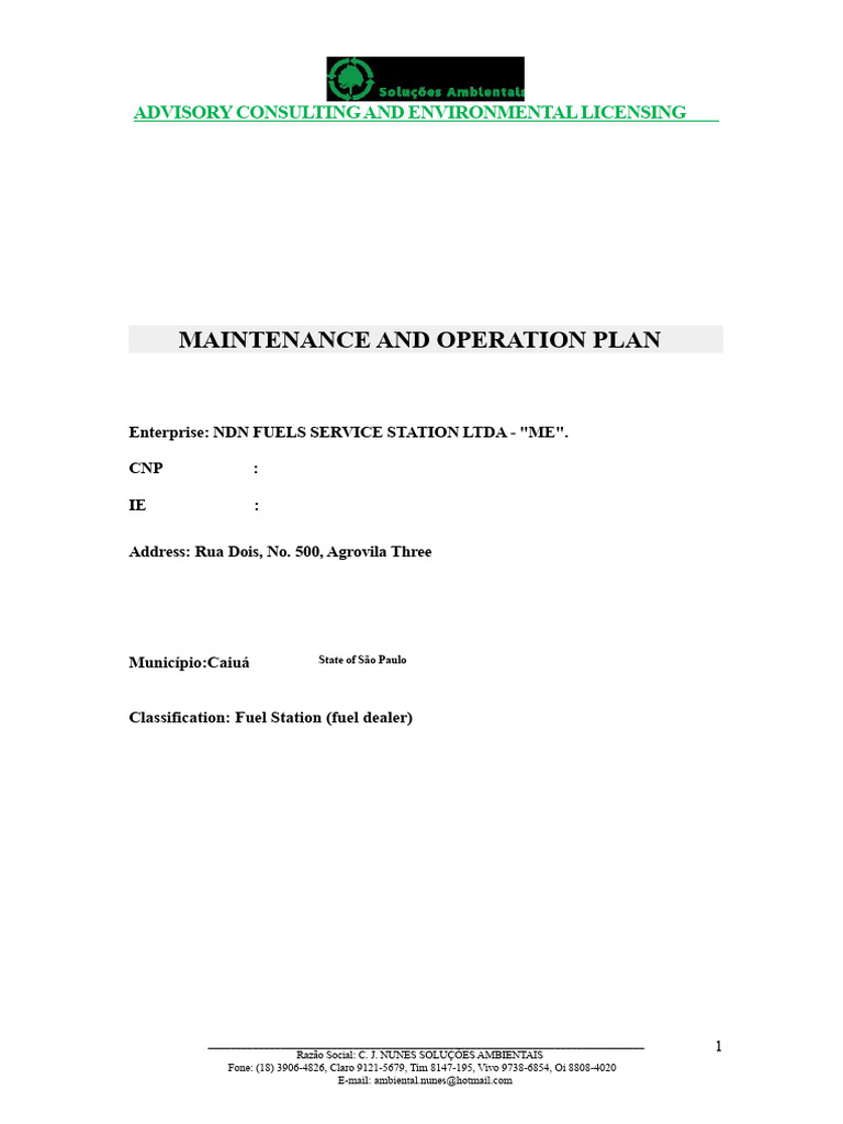 PMO - Maintenance and Operation Plan | PDF | Emergency | Emergency ...