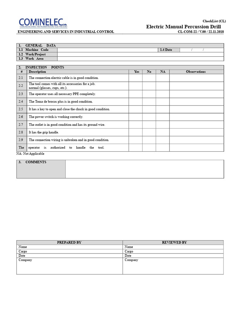 CheckList Hammer Drill | PDF