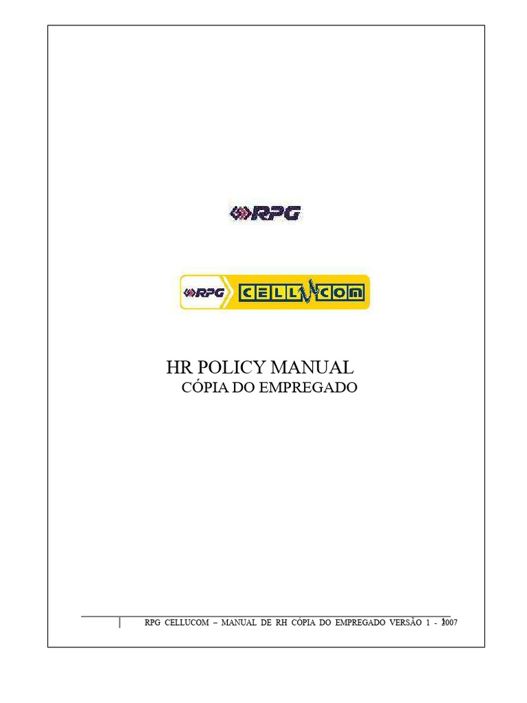 Manual de Políticas de RH da RPG Cellucom | PDF | Gestão de recursos ...