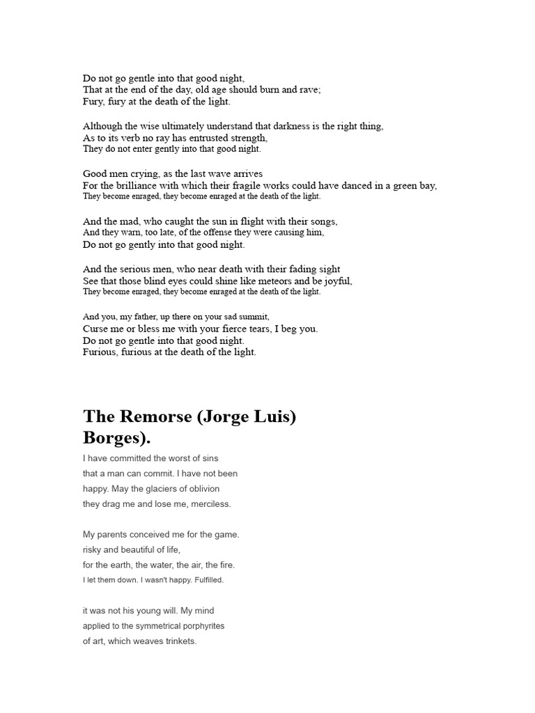 Do Not Go Gentle Into That Good Night | PDF