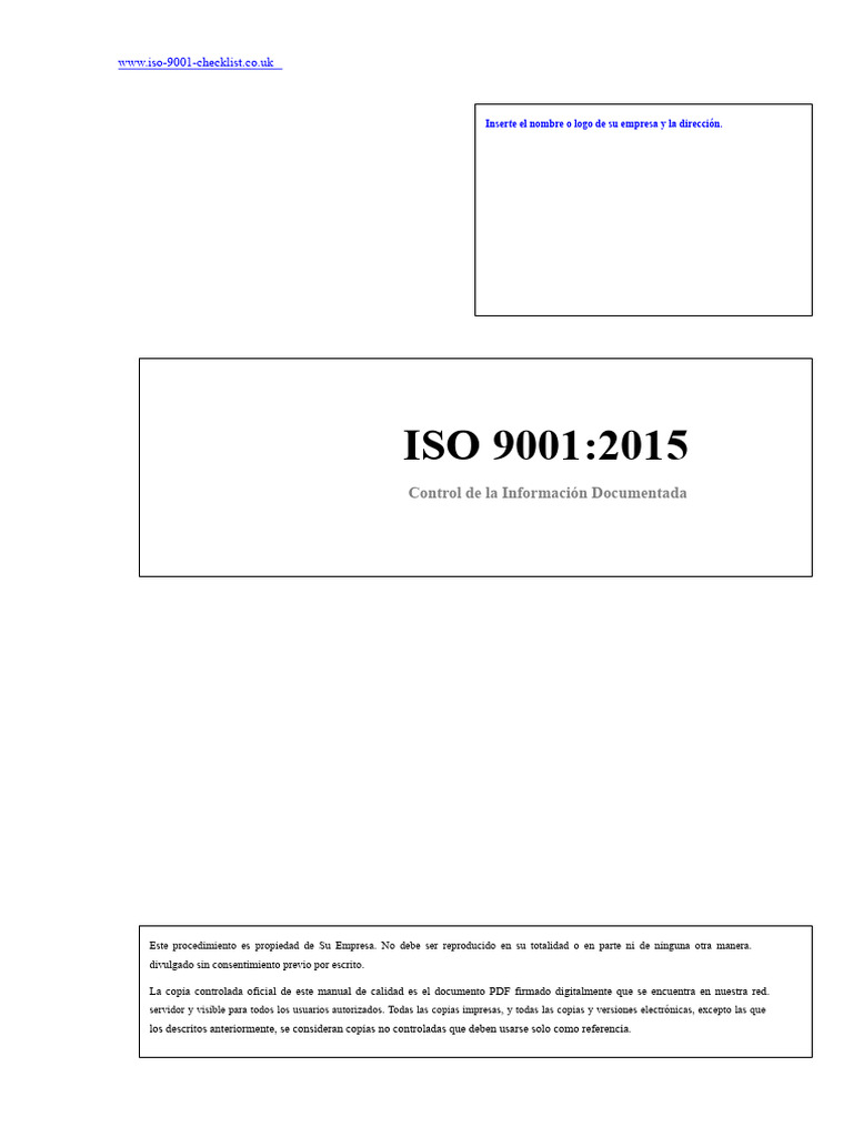 Control de Información Documentada ISO 9001 | PDF | Sistema de manejo ...