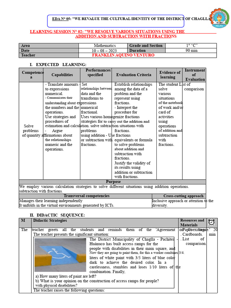 1st-SESSION 2-AGE 5 | PDF | Subtraction